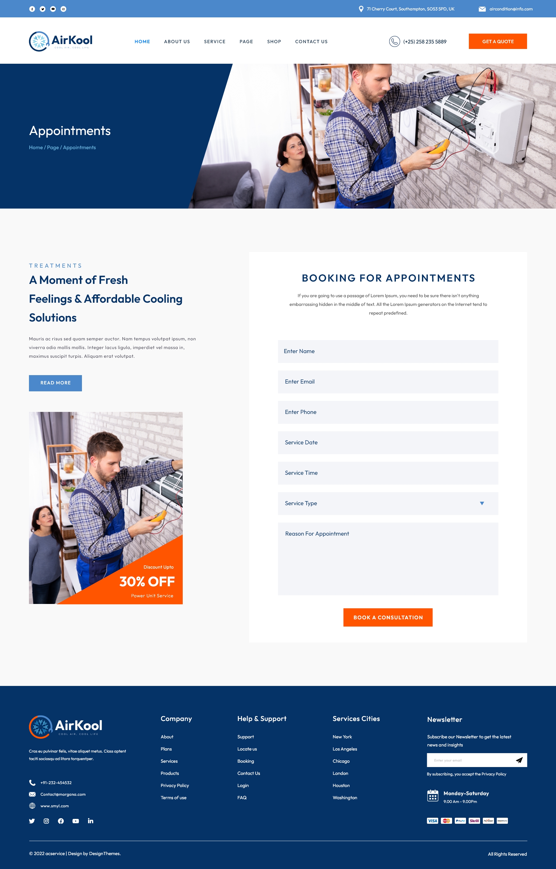 AirKool - Air Conditioning & Heating Company XD Website Design Template by venusweb